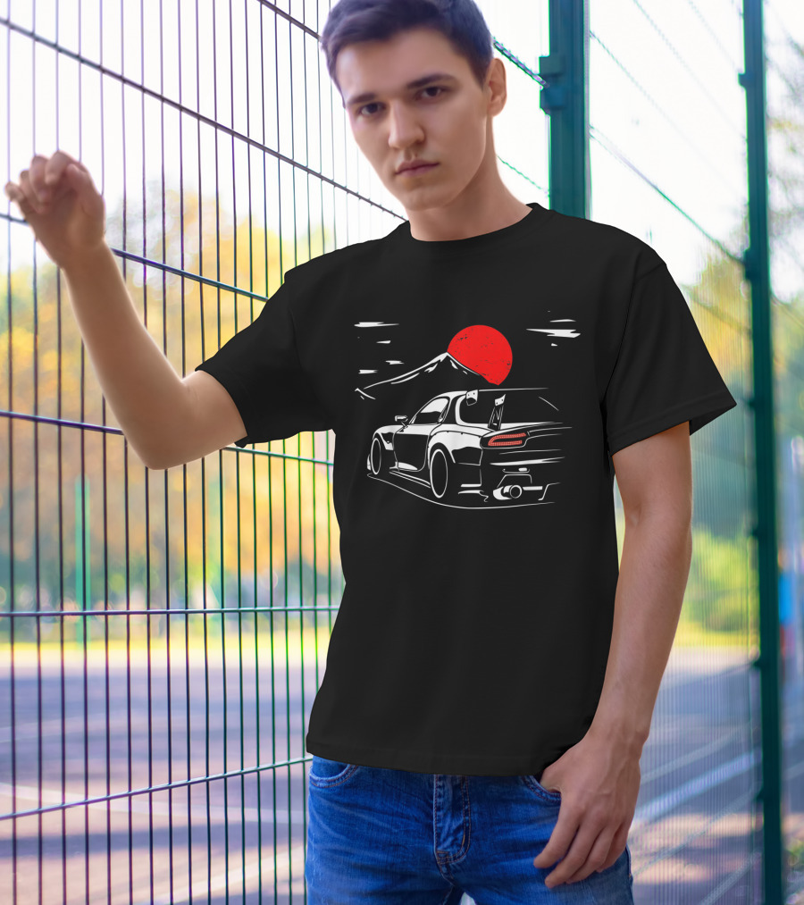 Rotary Engine JDM RX Car Meet Tuning Night Mountain Scene T-Shirt