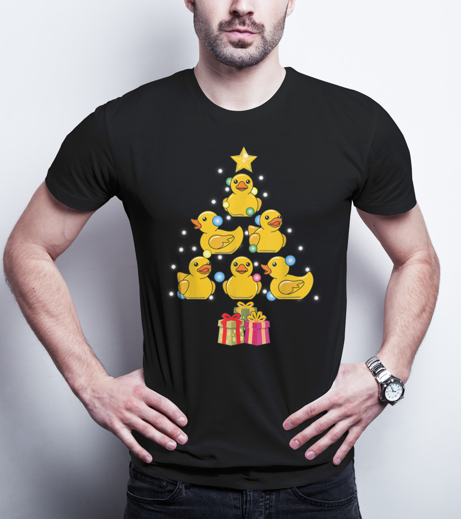 Rubber Duck Christmas Tree With Star And Presents T-Shirt