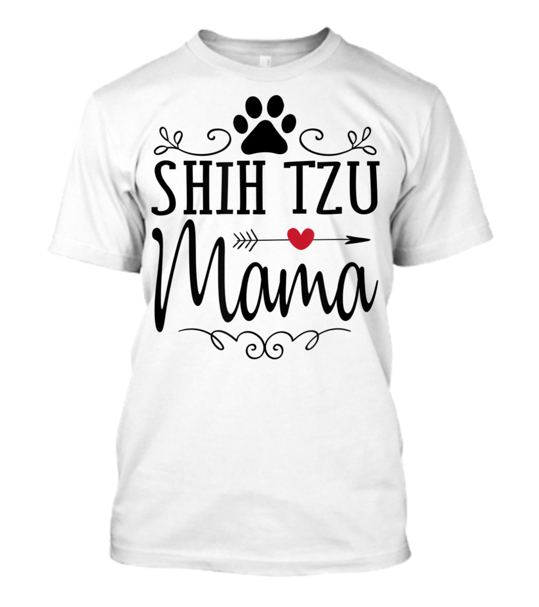 Shih Tzu Mama Heart Arrow Paw Prints T-Shirt