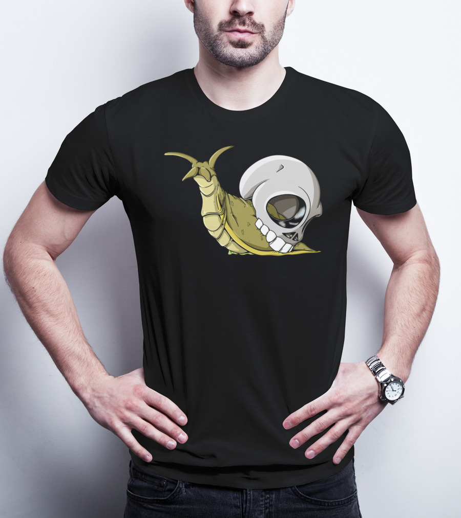 Skullug Funny Mix Skull With Slug Shell T-Shirt