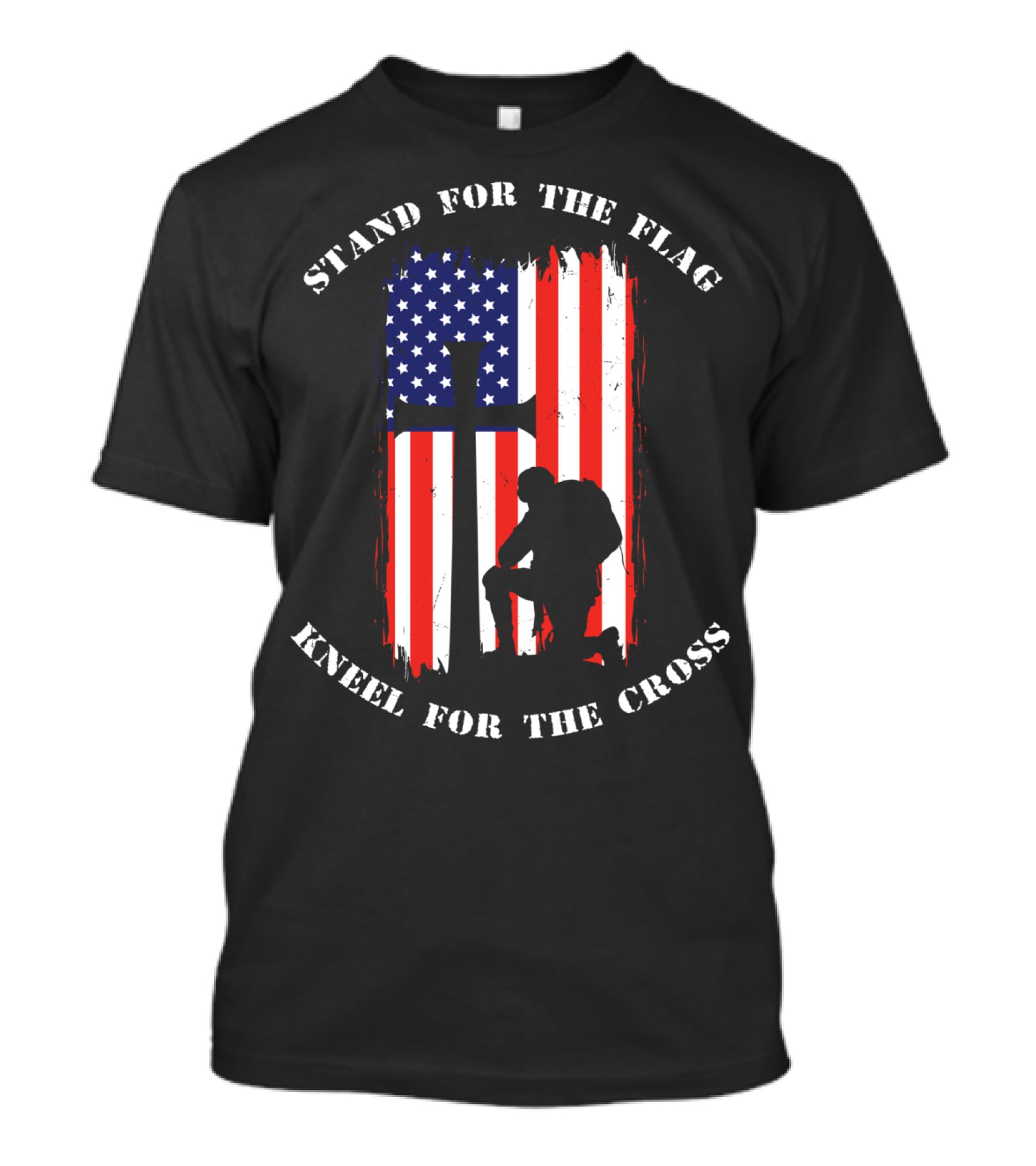 Stand For The Flag Kneel For The Cross Soldier American Flag Cross T-Shirt