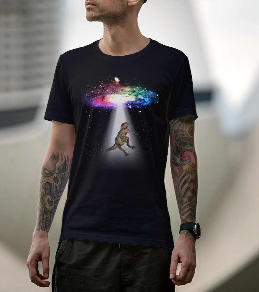 Space Dinosaur Trex In Galaxy Beam T-Shirt