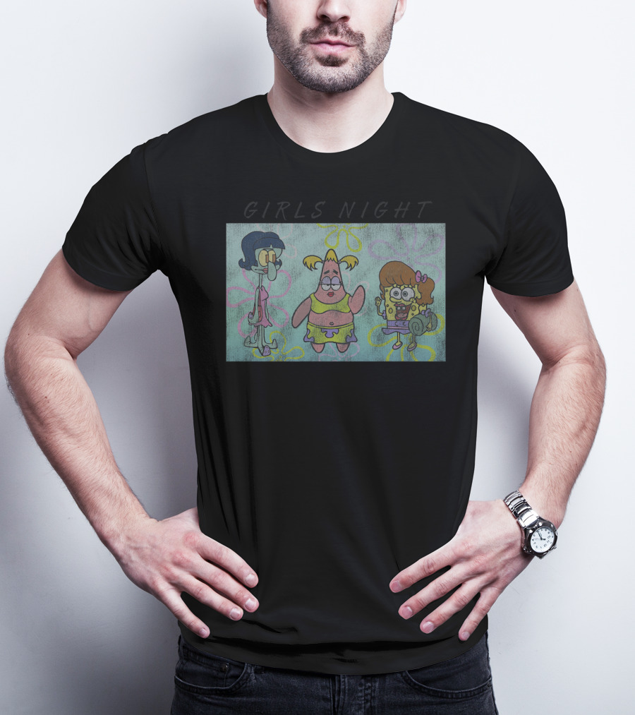 Girls Night Spongebob Squarepants Patrick Squidward T-Shirt