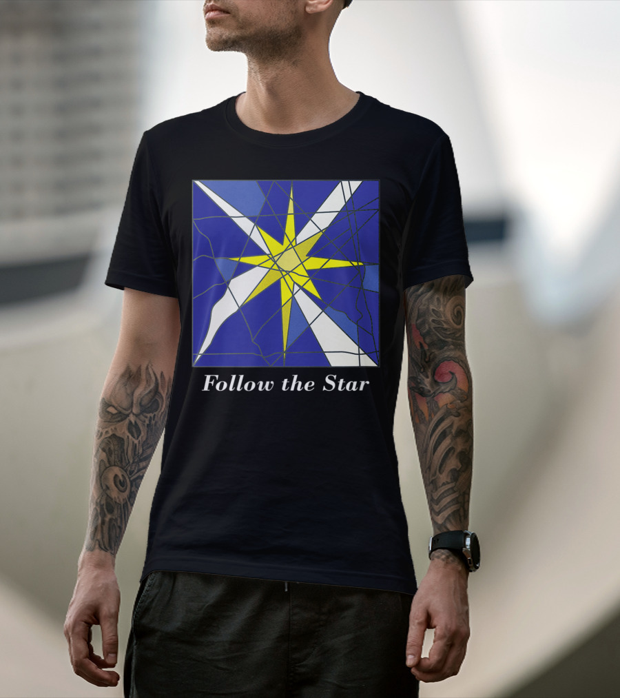 Follow The Star Stained Glass Style Star Of Bethlehem T-Shirt