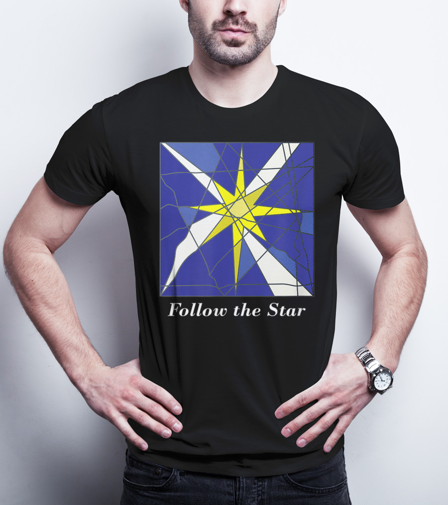 Follow The Star Stained Glass Style Star Of Bethlehem T-Shirt