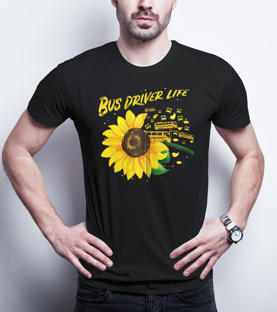 Bus Driver Life Sunflower Zip T-Shirt