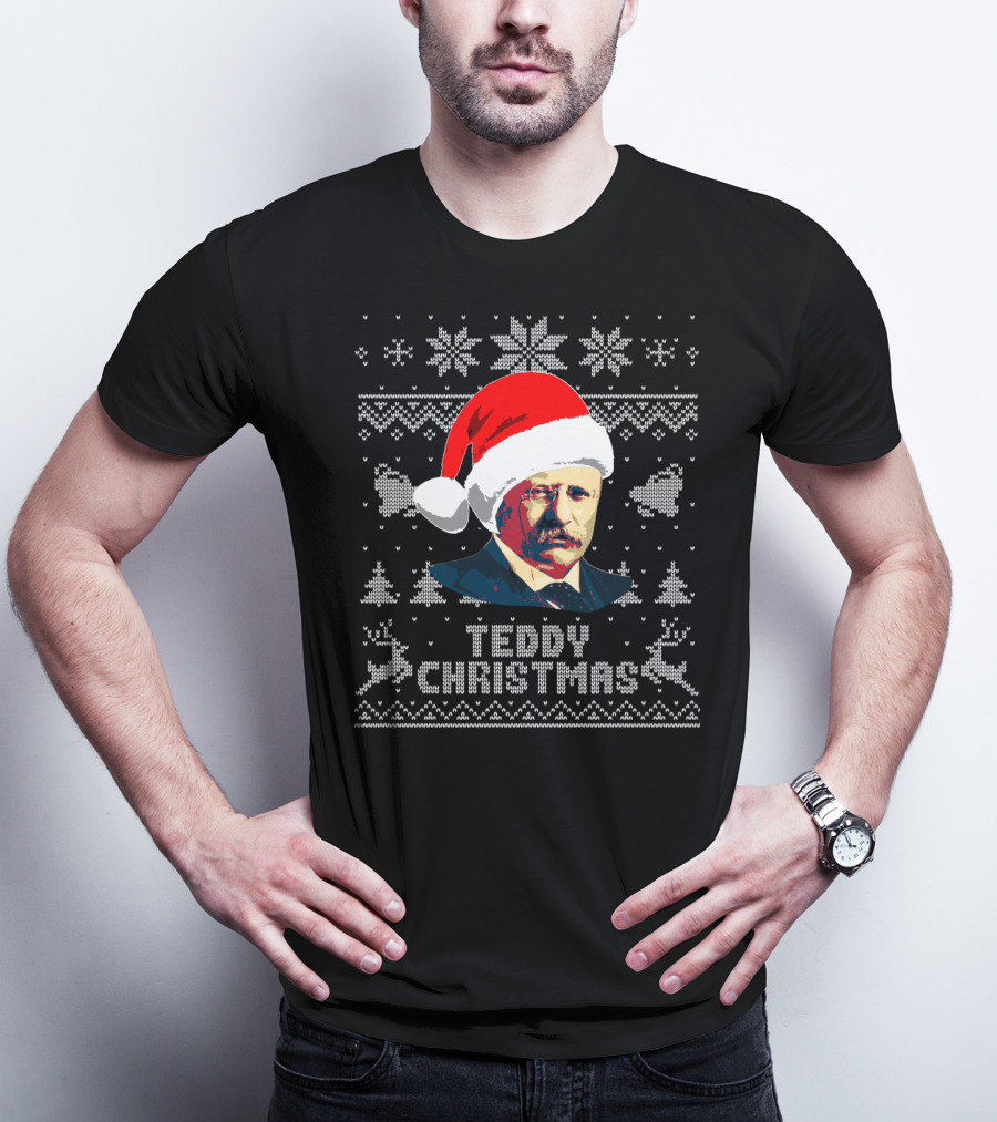 Teddy Christmas Theodore Roosevelt Santa Hat T-Shirt