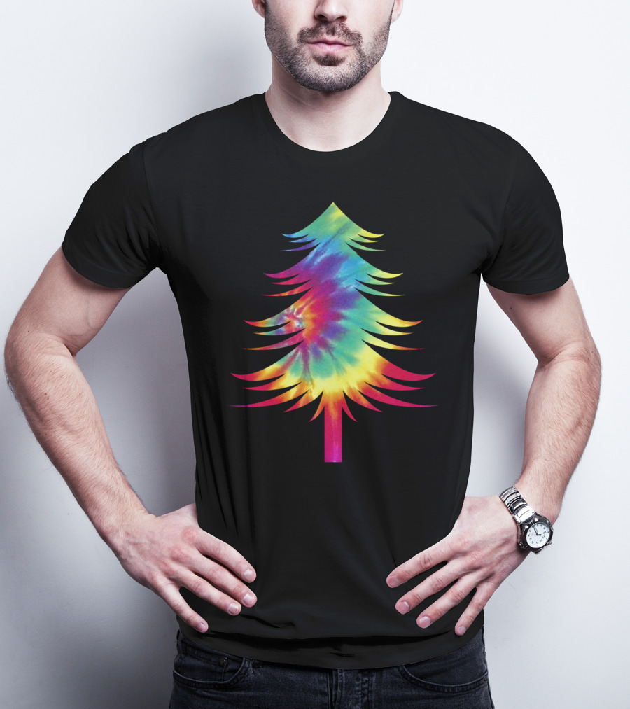 Tie Dye Christmas Tree Colorful Tye Dye Rainbow Effect T-Shirt