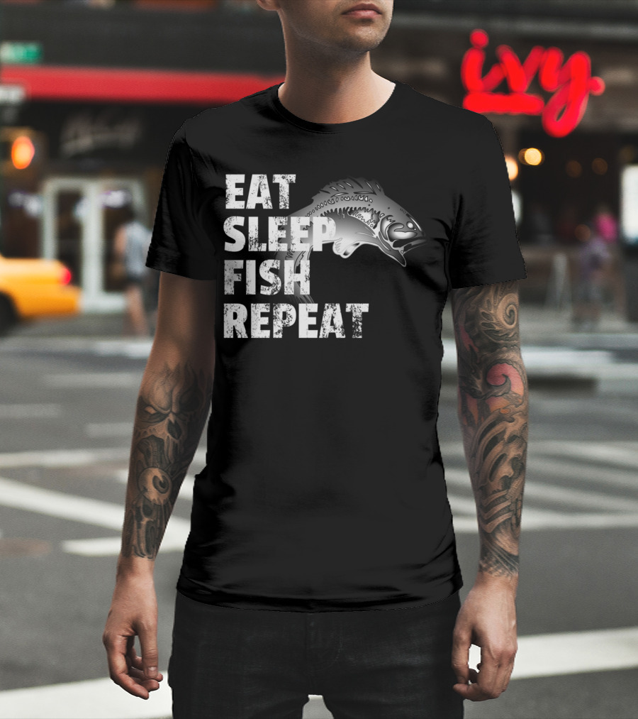 Eat Sleep Fish Repeat Vintage Fishing Lover Outdoors Enthusiast T-Shirt