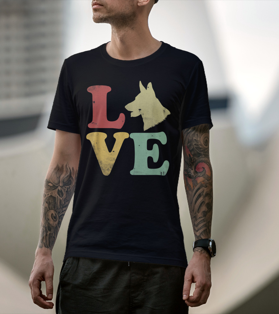 Vintage I Love My German Shepherd Beagle Love Dog T-Shirt