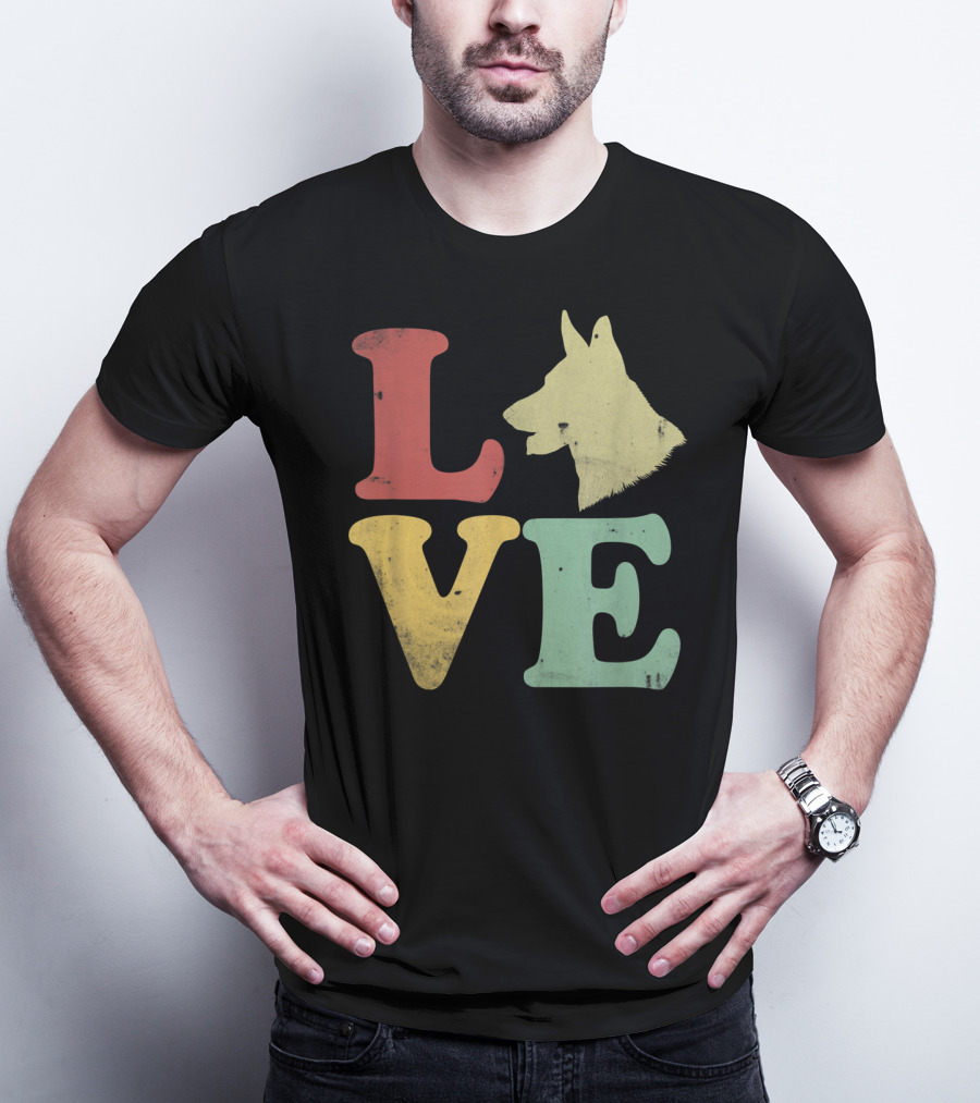 Vintage I Love My German Shepherd Beagle Love Dog T-Shirt
