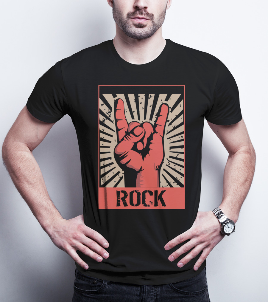 Vintage Rock Hand Gesture 70s 80s Concert Band T-Shirt