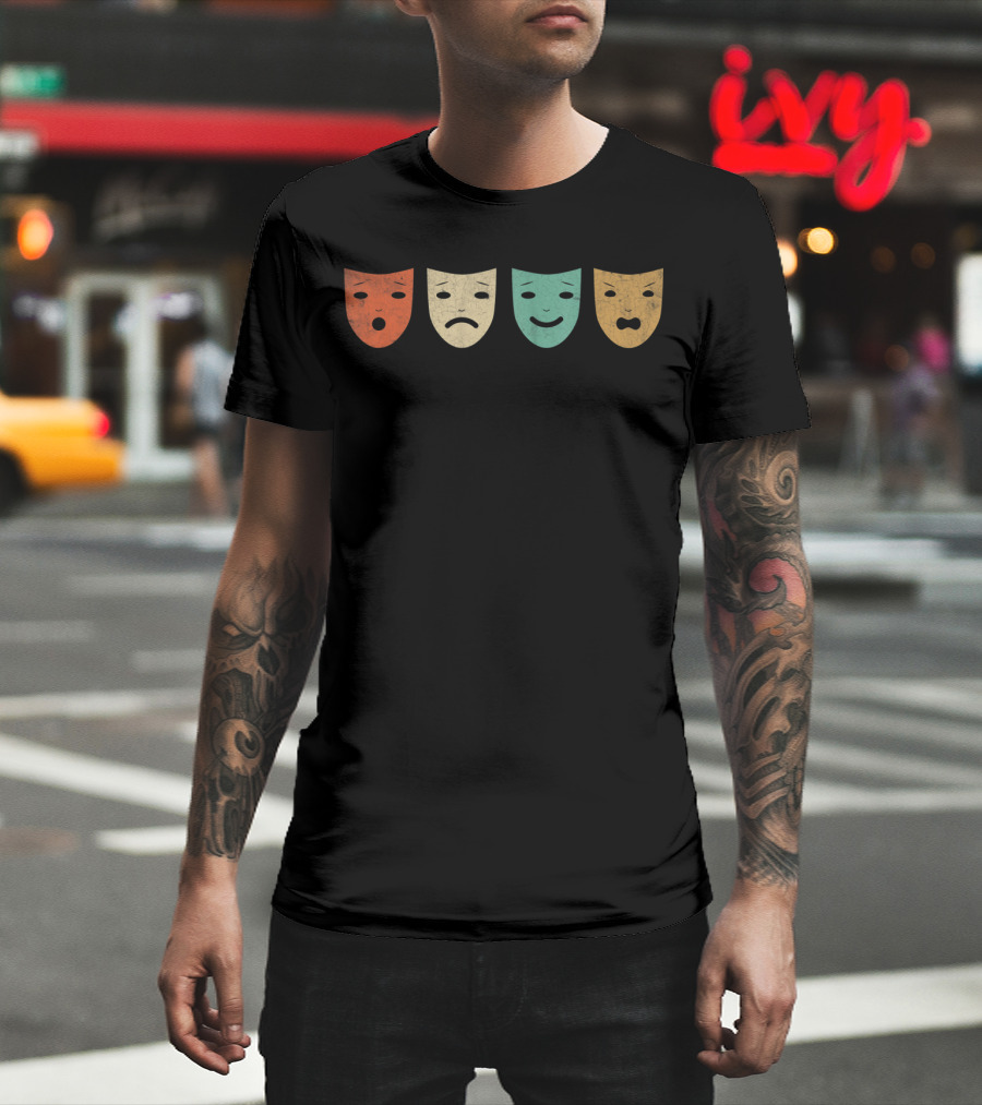 Vintage Drama Theatre Masks Actress Emotions T-Shirt