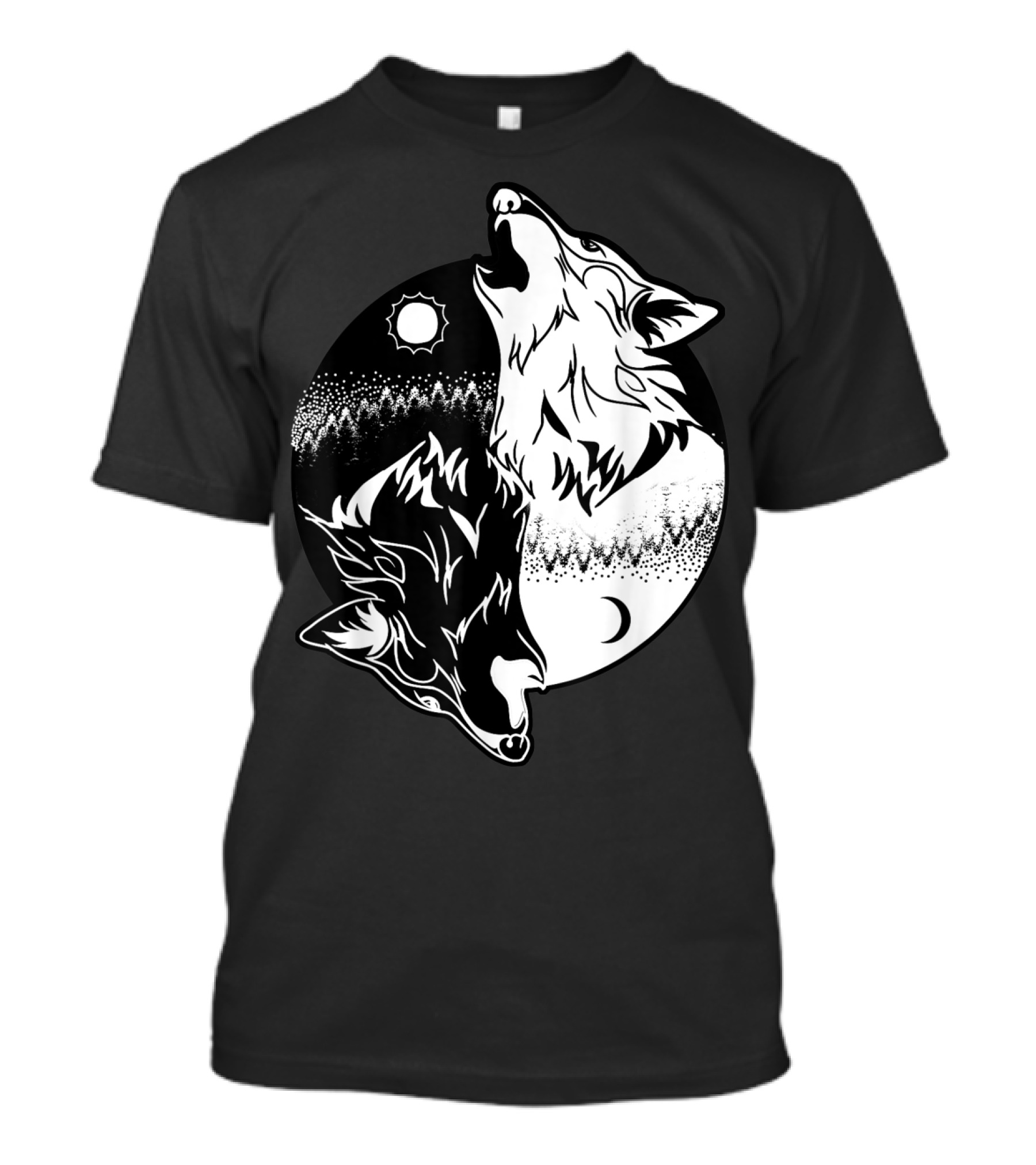 Yin Yang Skoll Tribal Wolf Sun Moon T-Shirt