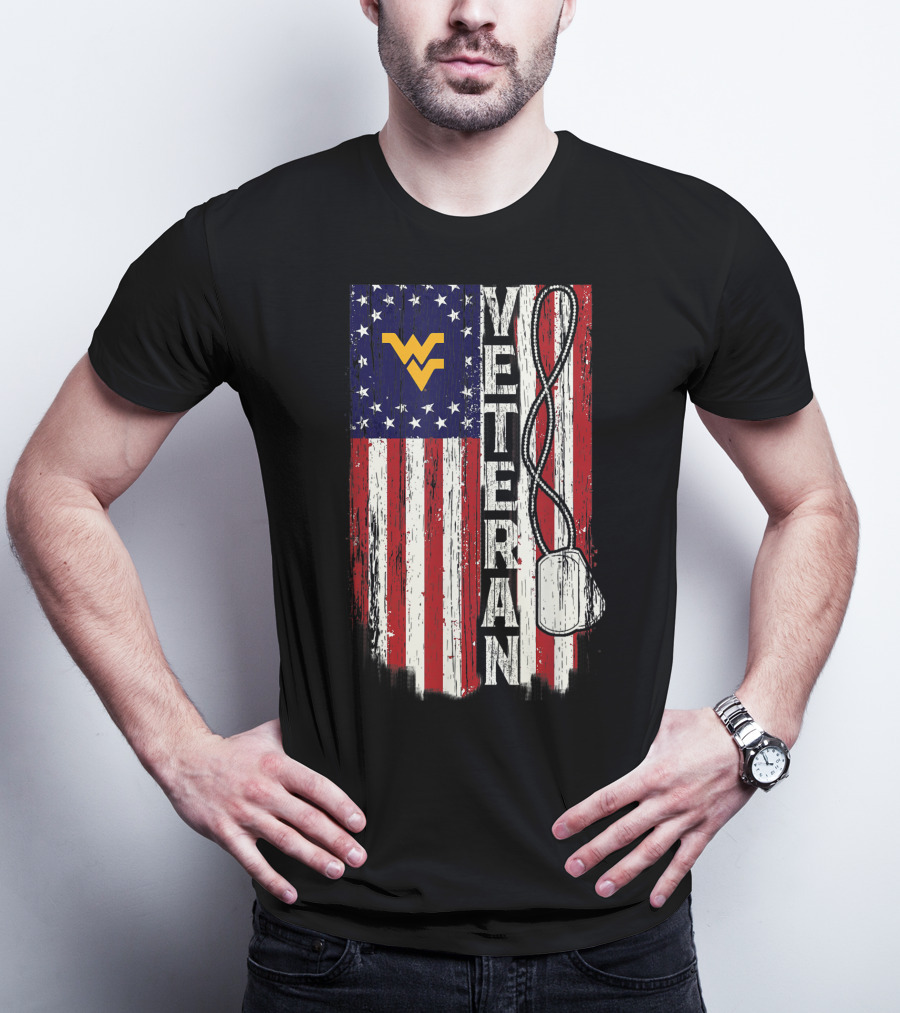 West Virginia Mountaineers Veteran American Flag T-Shirt