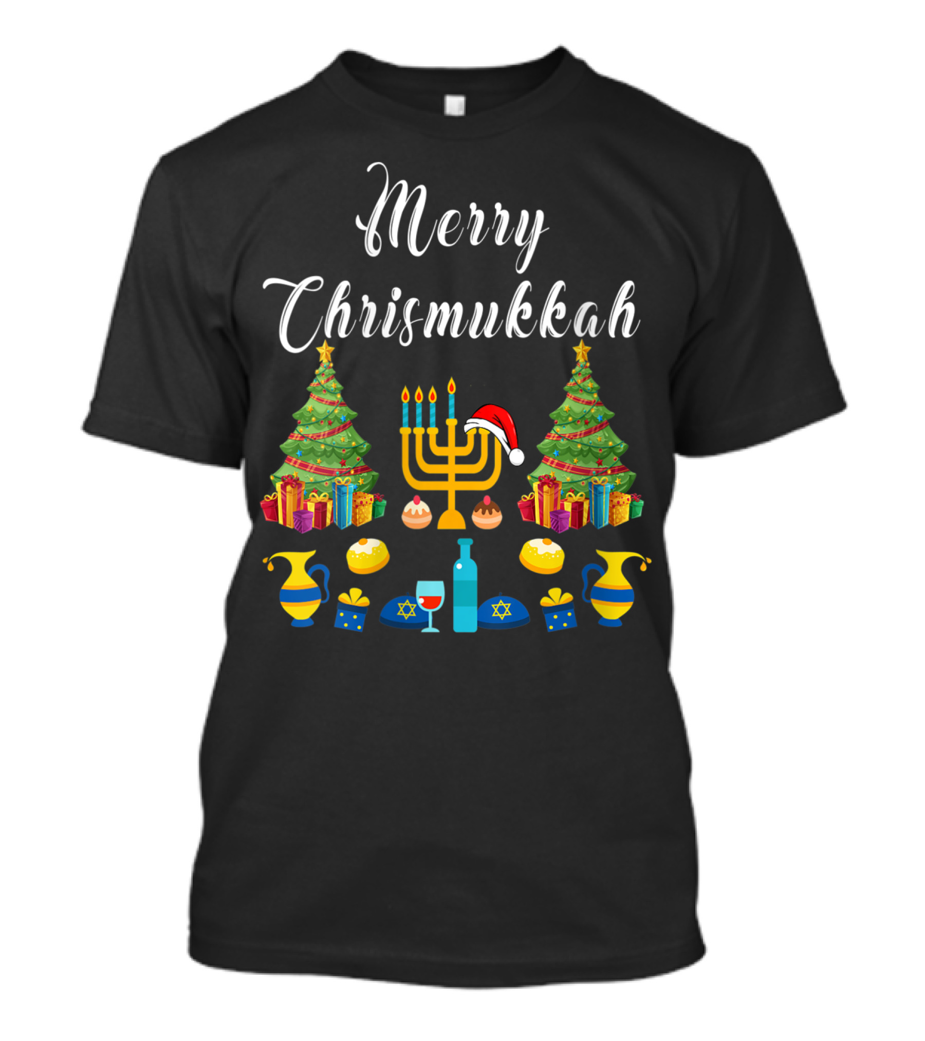 Merry Chrismukkah Christmas Ugly Hanukkah Menorah T-Shirt