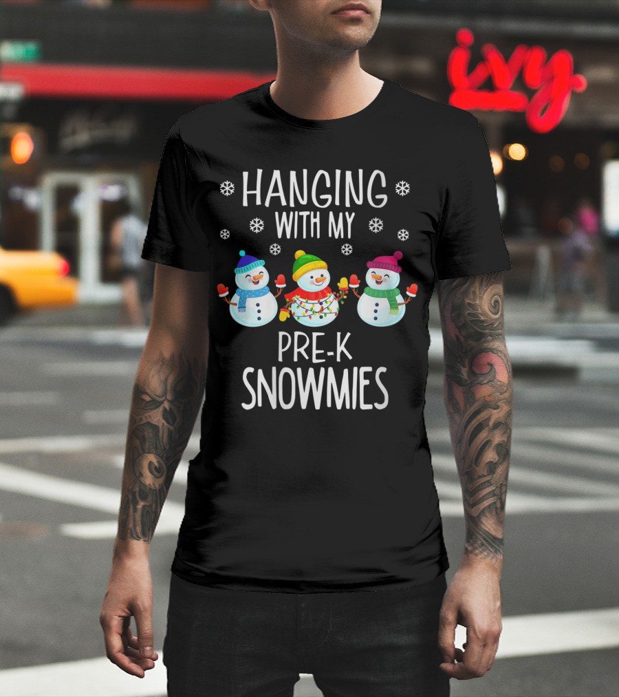 Hanging With My Pre-K Snowmies Teacher Christmas Holidays Educator T-Shirt