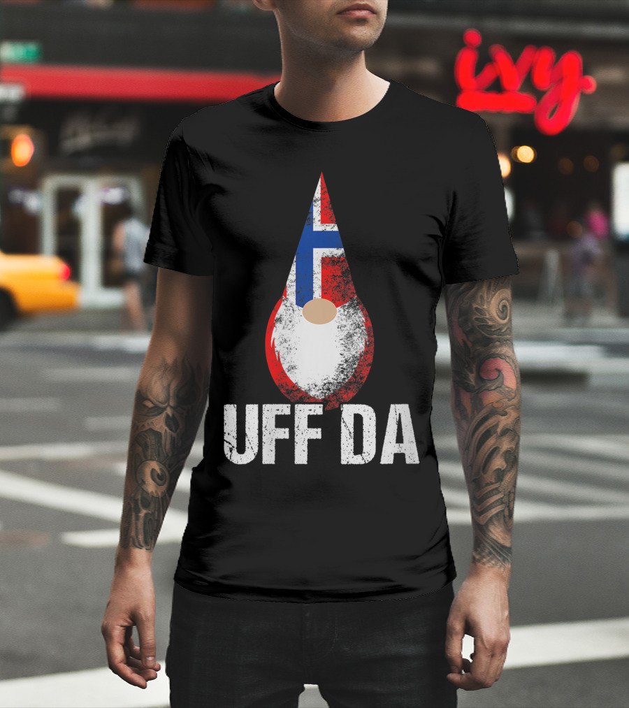 Uff Da Norwegian Flag Gnome Norway Tomte T-Shirt