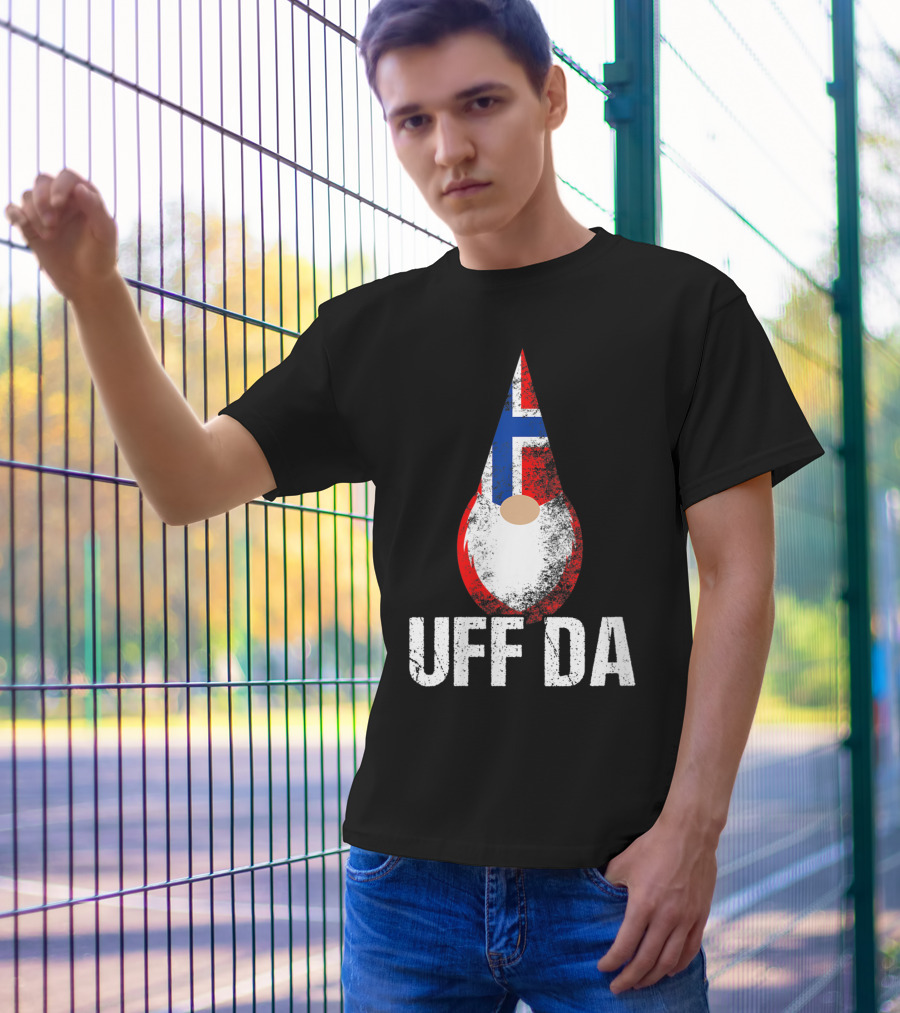 Uff Da Norwegian Flag Gnome Norway Tomte T-Shirt