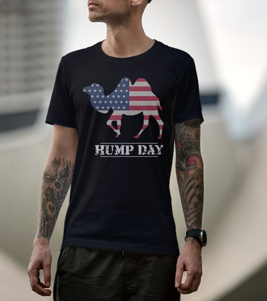 Hump Day American Flag Camel Funny T-Shirt