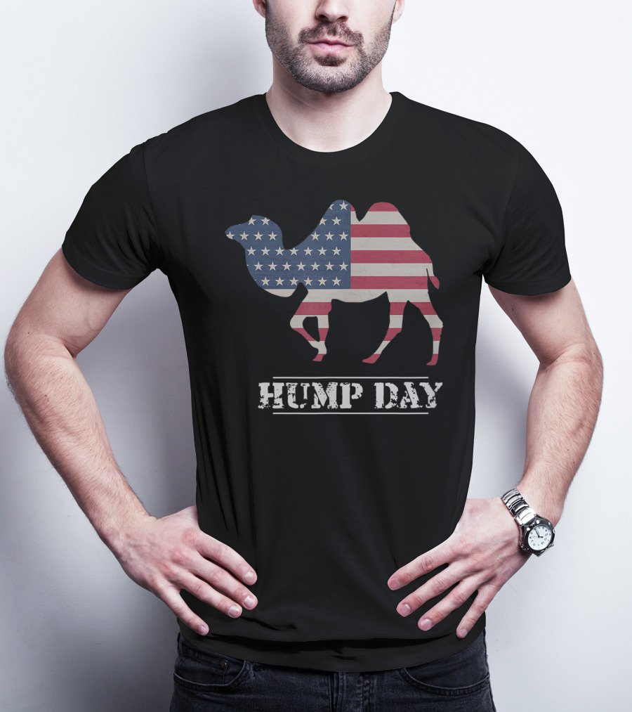 Hump Day American Flag Camel Funny T-Shirt