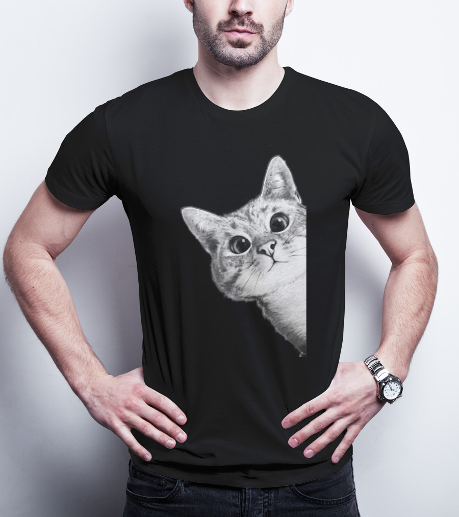 Funny Ninja Cat Meme Peekaboo T-Shirt