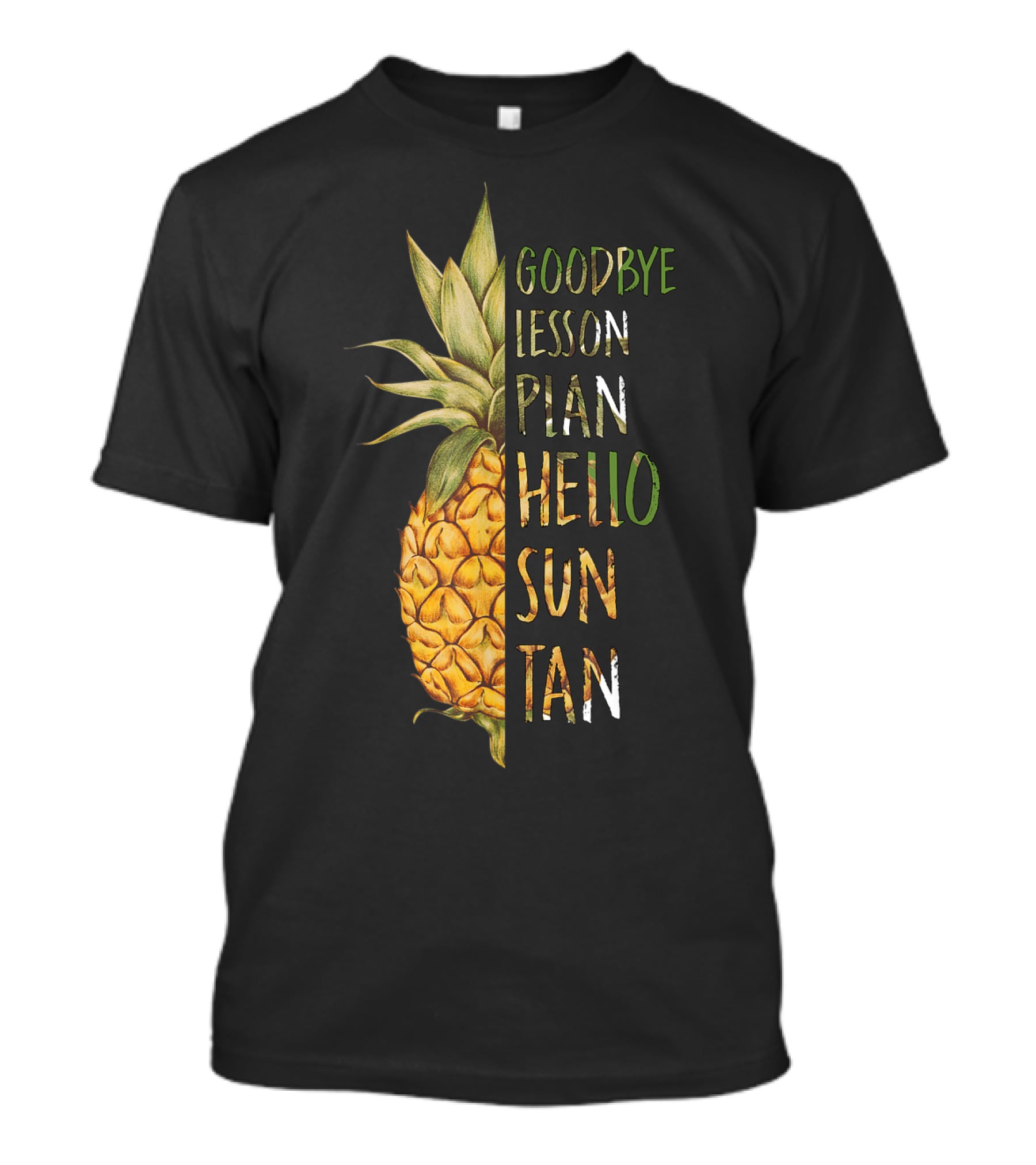 Goodbye Lesson Plan Hello Sun Tan Pineapple Last Day Of School T-Shirt