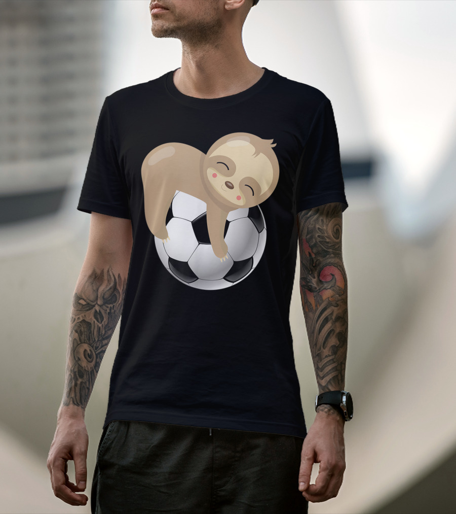 Baby Sloth Hugging Soccer Ball T-Shirt