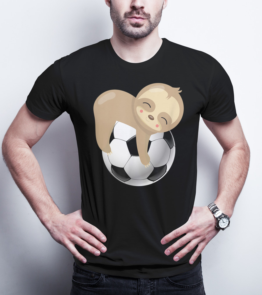 Baby Sloth Hugging Soccer Ball T-Shirt
