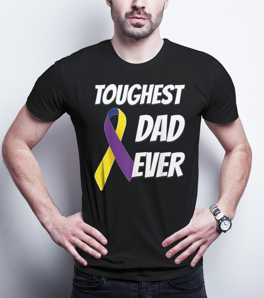 Toughest Dad Ever Bladder Cancer Yellow Ribbon Awareness T-Shirt