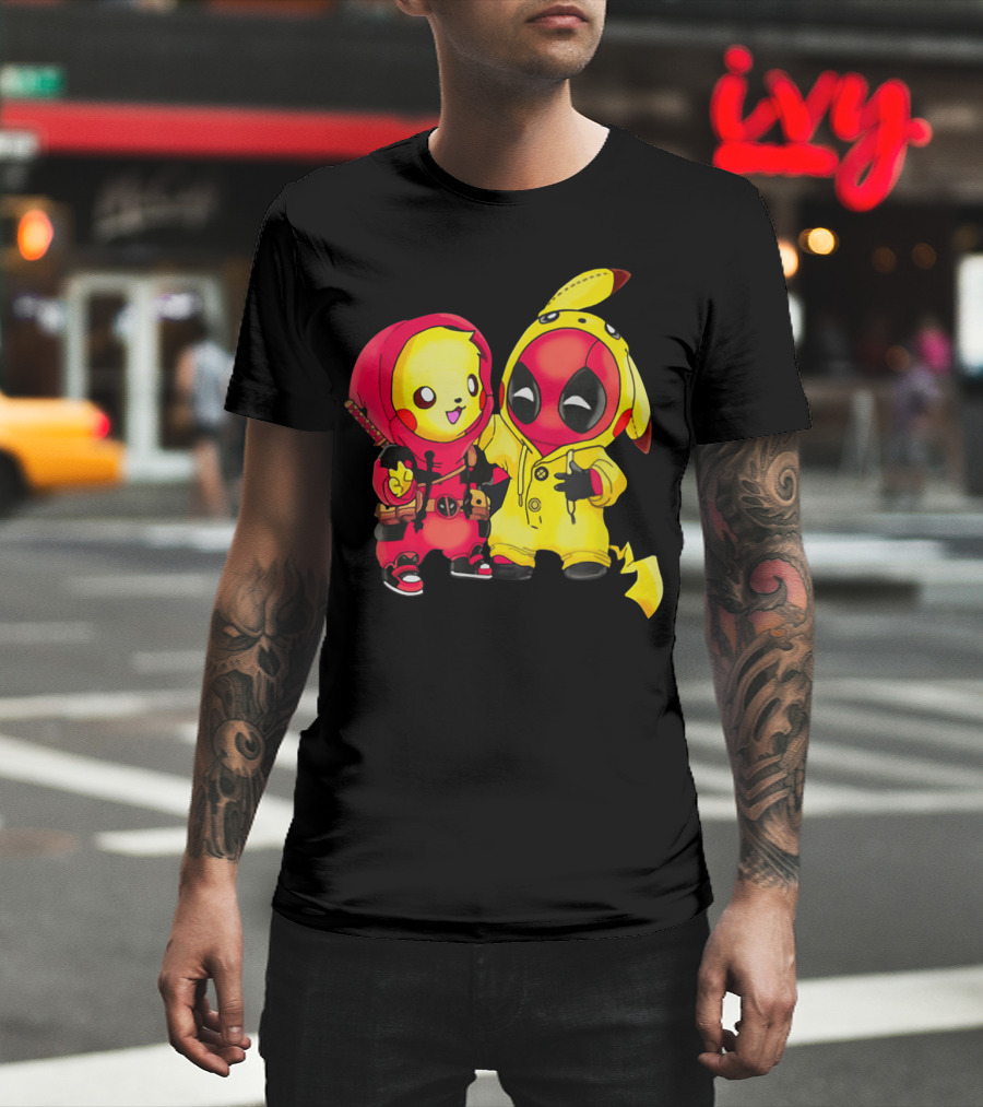 Cute Pikapool Pikachu Deadpool Mashup Hoodie Characters T-Shirt
