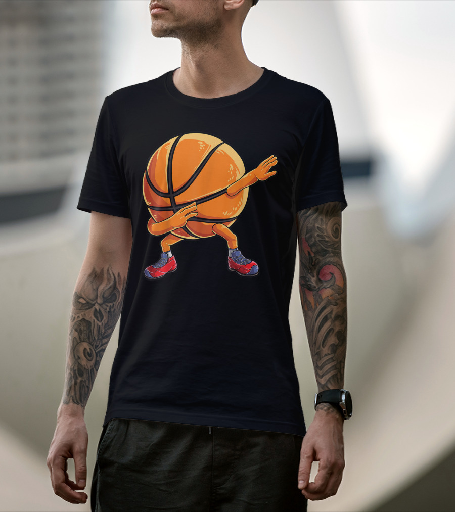 Basketball Ball Kids Boys Dab Dance With Sneakers T-Shirt