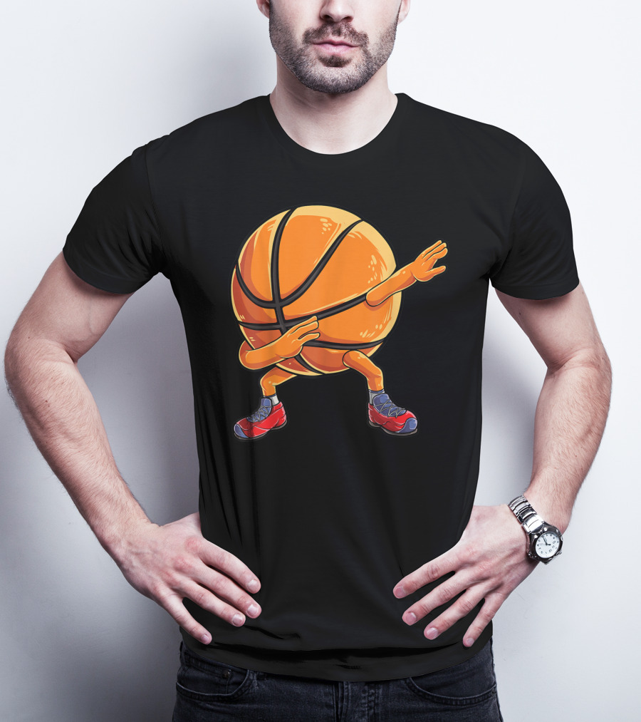 Basketball Ball Kids Boys Dab Dance With Sneakers T-Shirt
