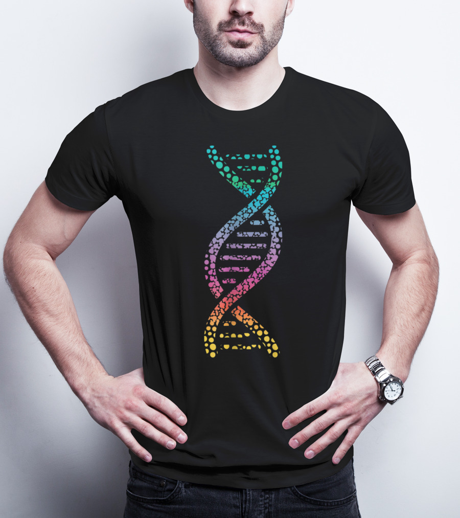 DNA Molecular World Genes Biology Lover Geek Rainbow Spiral T-Shirt