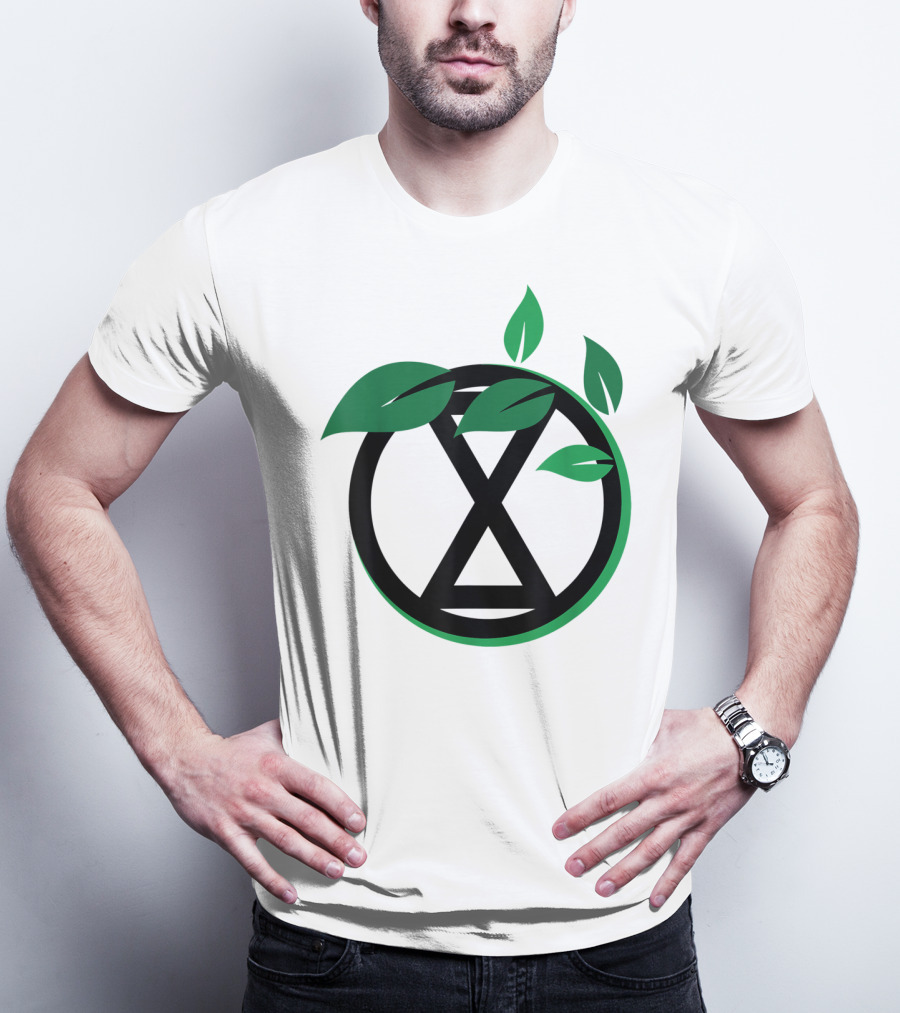 Extinction Rebellion Revolution Symbol With Green Leaves T-Shirt