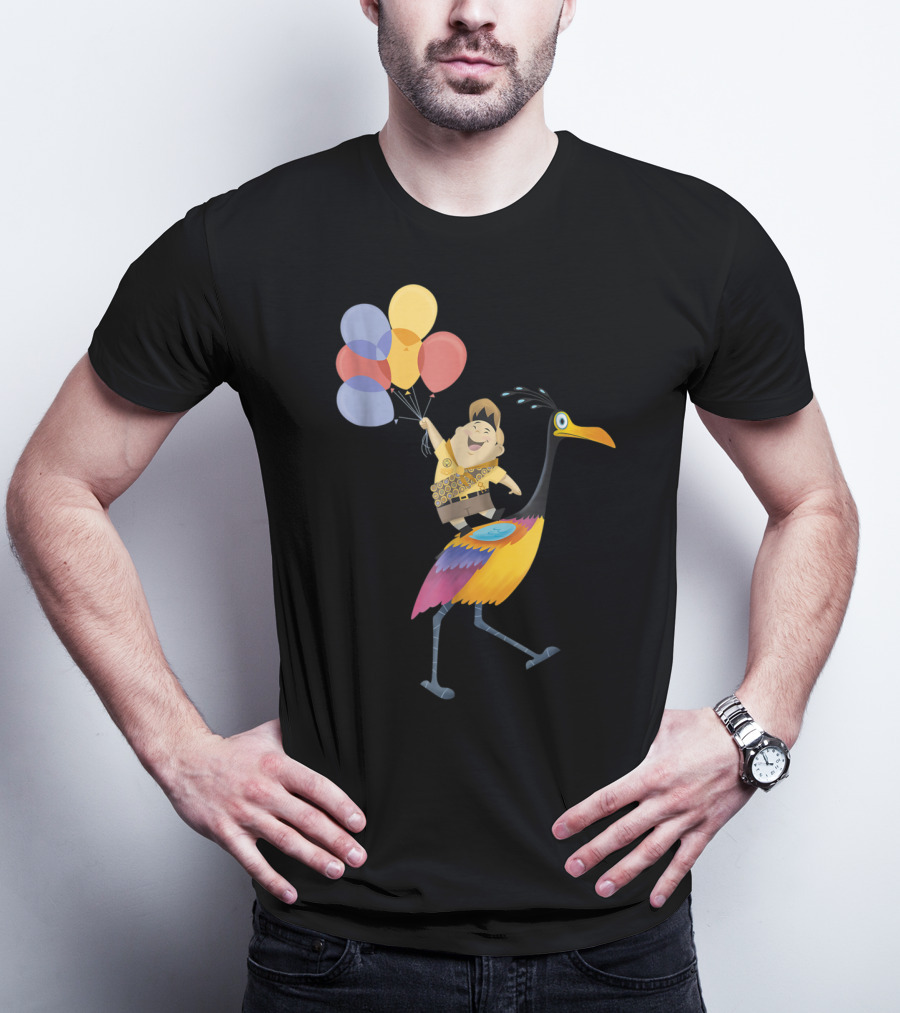 Russell Riding Kevin With Balloons Disney Pixar Up T-Shirt