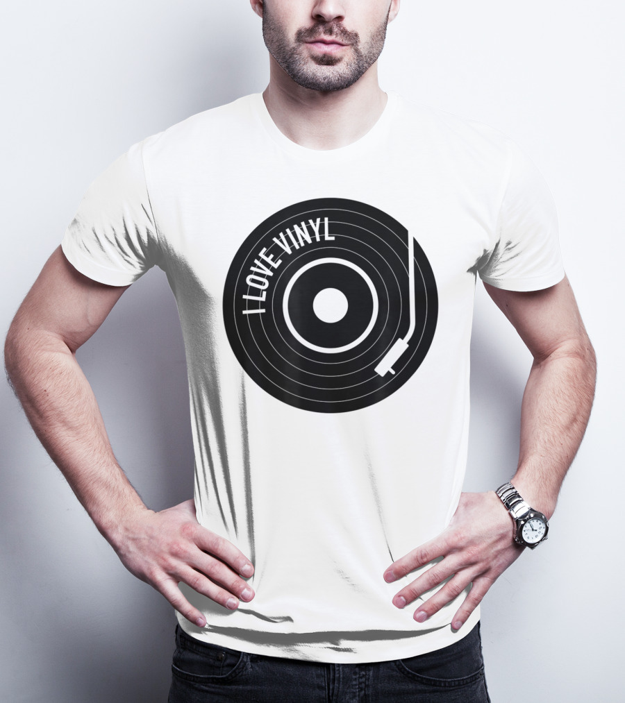 I Love Vinyl Record Player Vintage Music Enthusiast T-Shirt