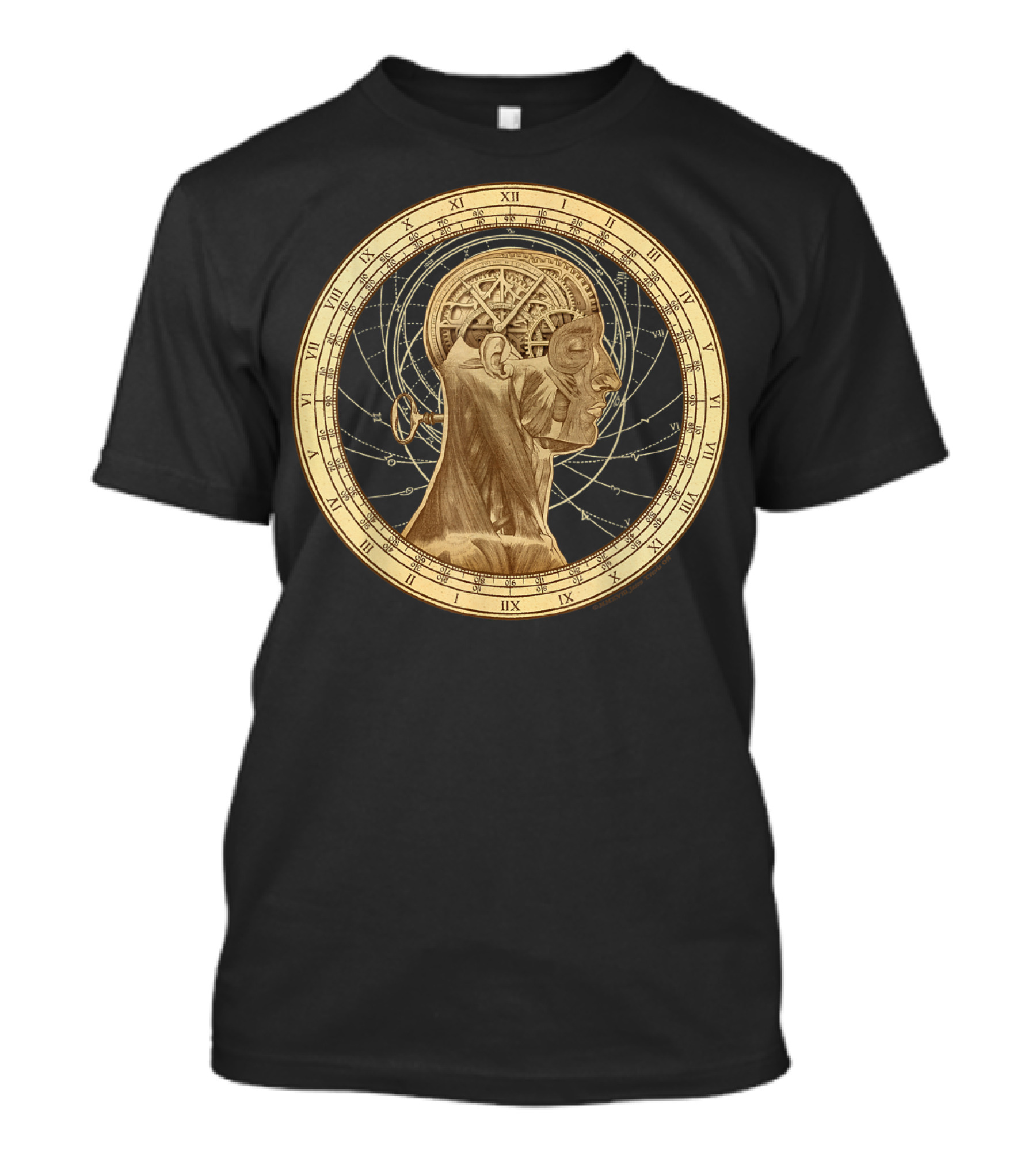 Cognition Steampunk Roman Numerals Clockwork Head T-Shirt
