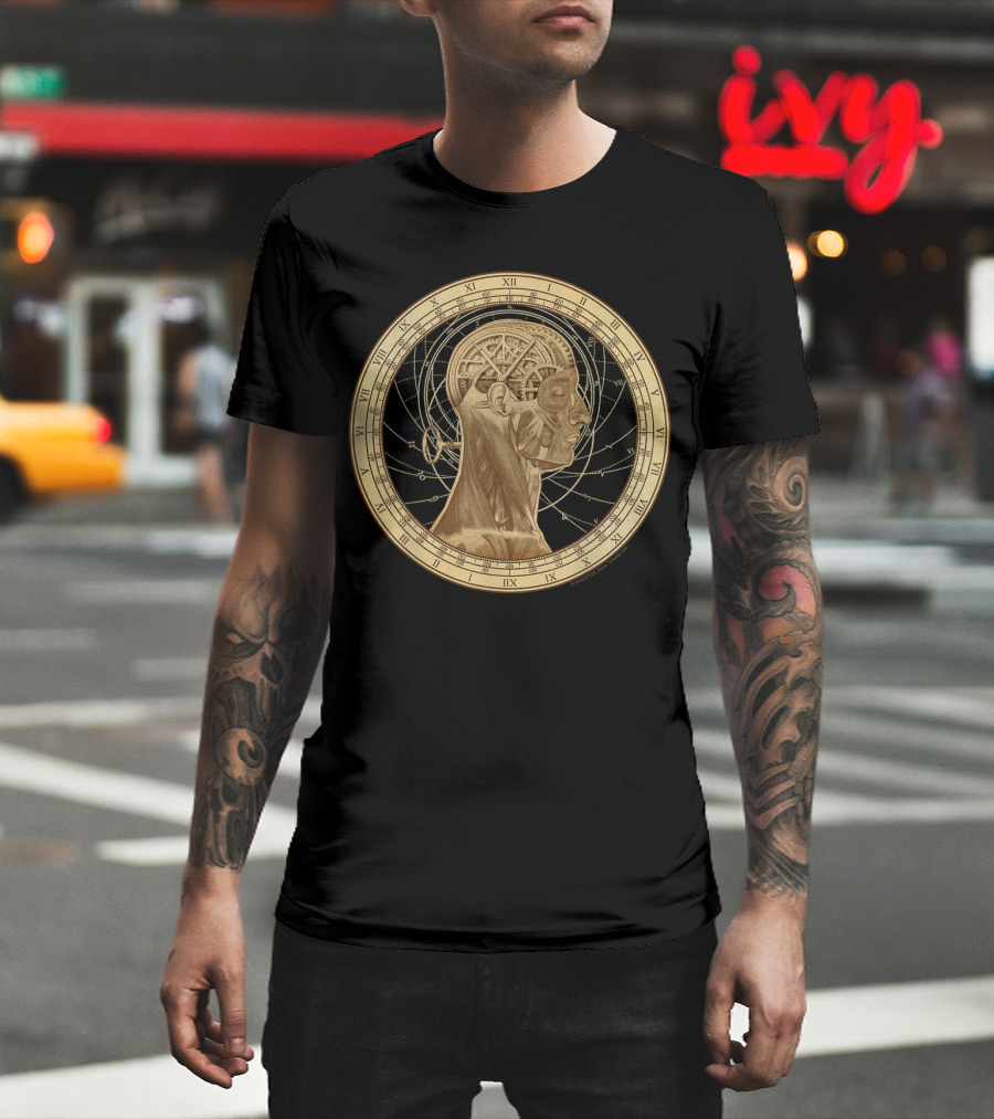 Cognition Steampunk Roman Numerals Clockwork Head T-Shirt