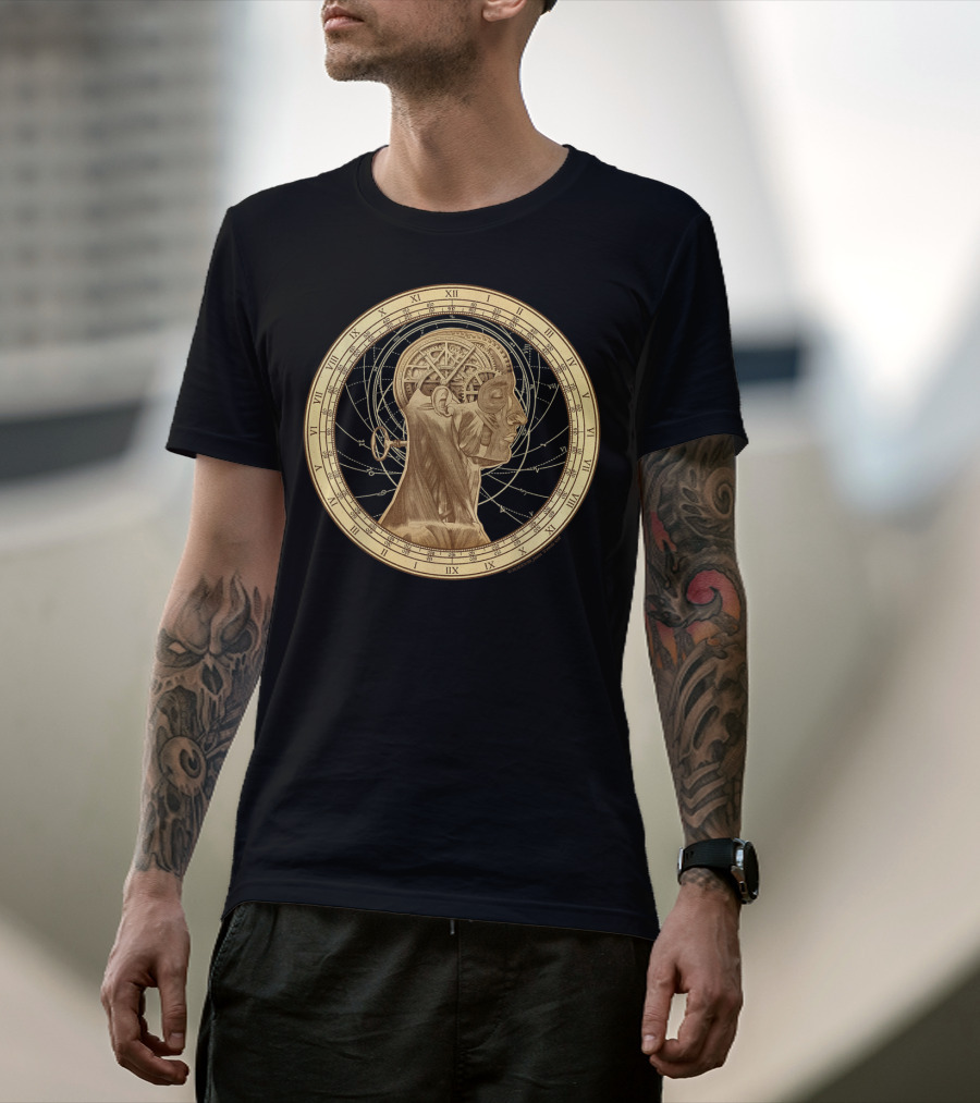 Cognition Steampunk Roman Numerals Clockwork Head T-Shirt