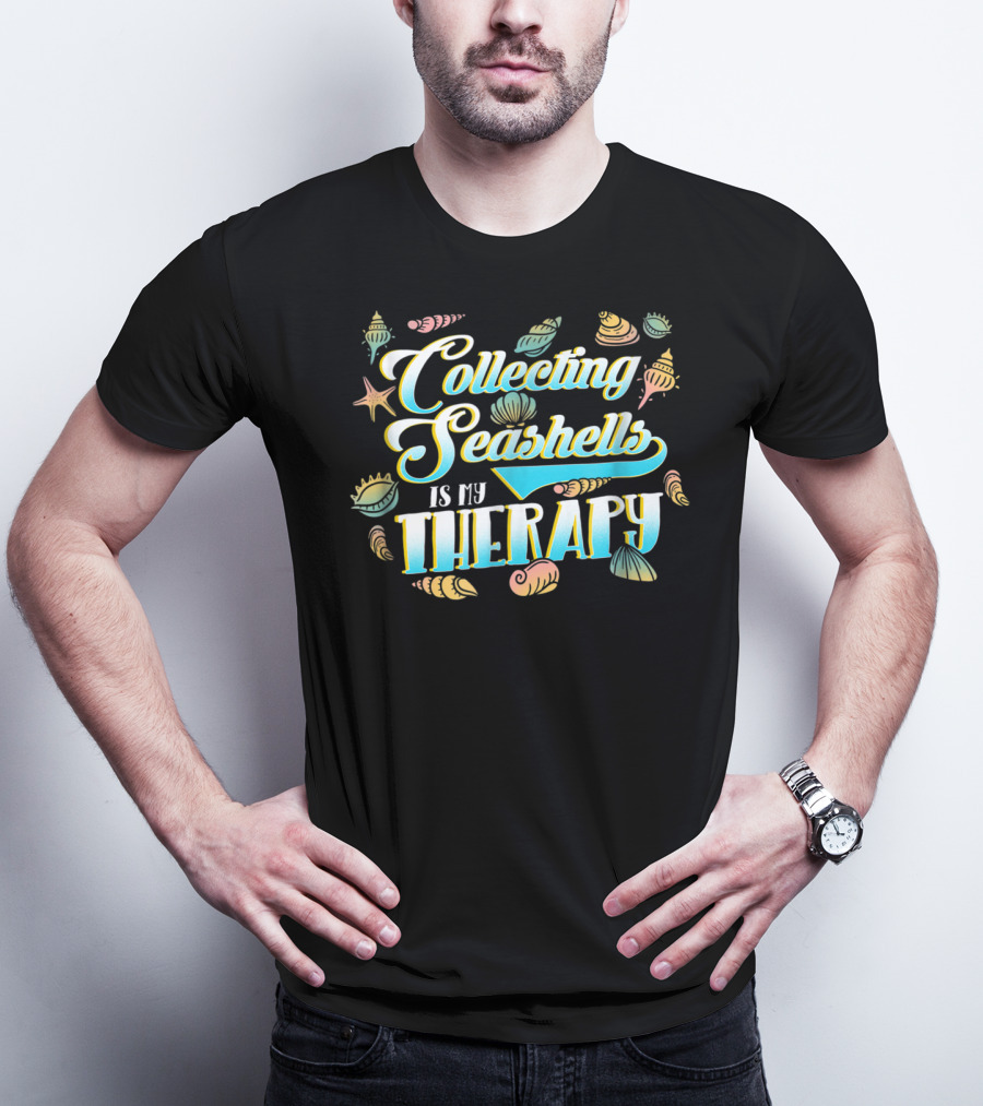 Collecting Seashells Is My Therapy Vintage Sea Shells T-Shirt