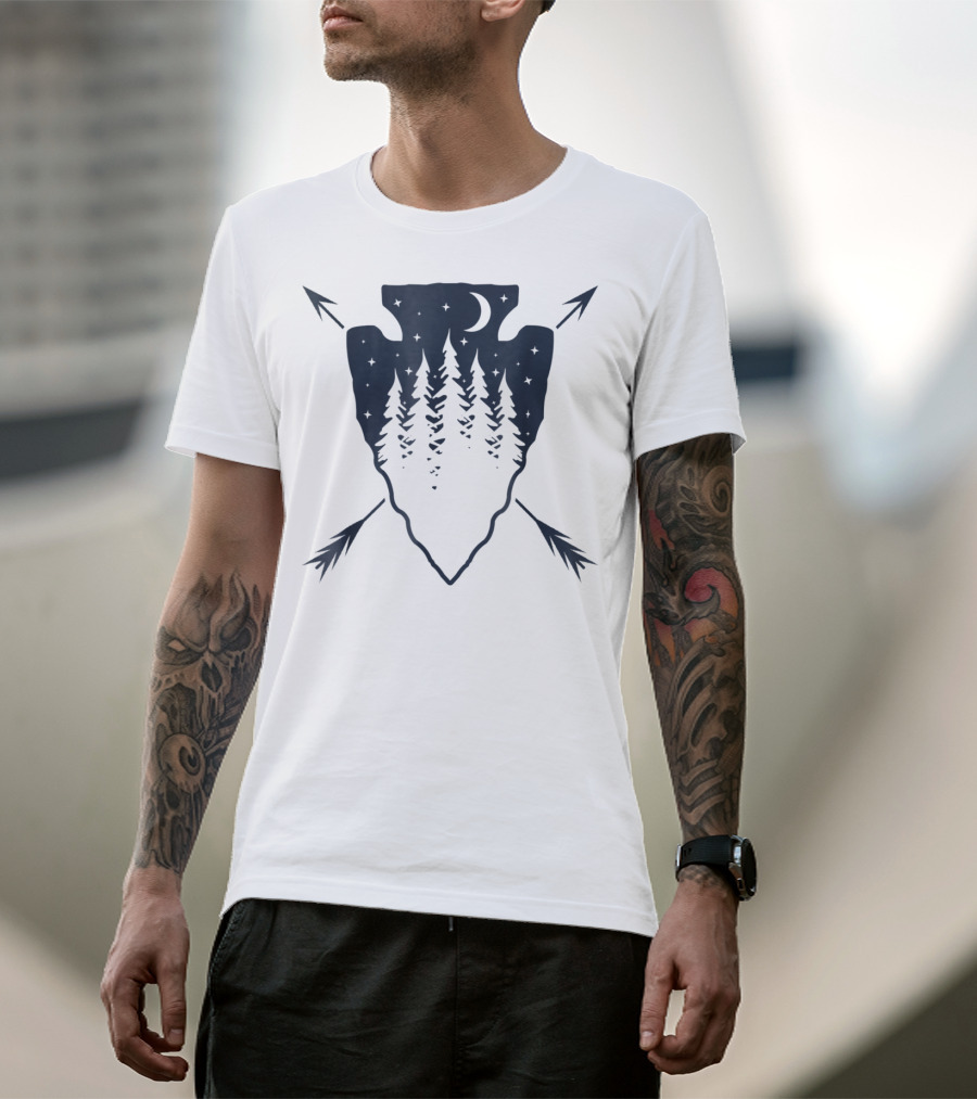 Arrowhead Pine Tree Moon With Crossed Arrows T-Shirt