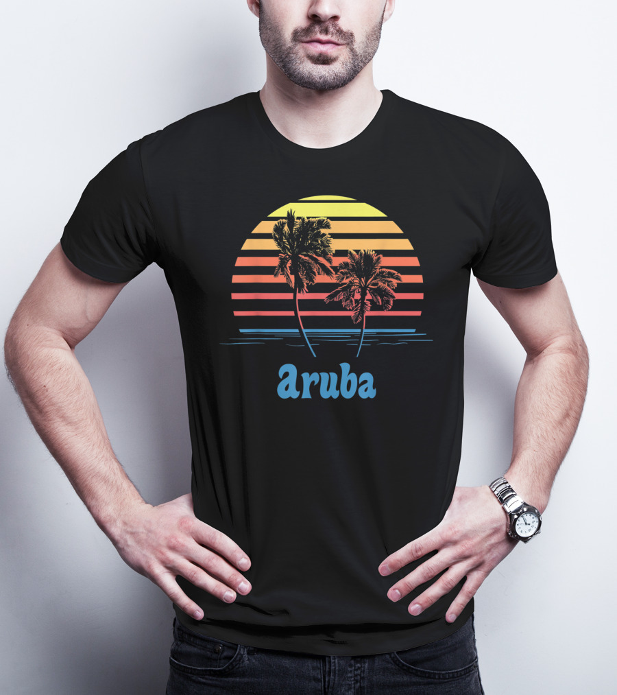 Aruba Palm Trees Sunset Beach Vacation Vibes T-Shirt