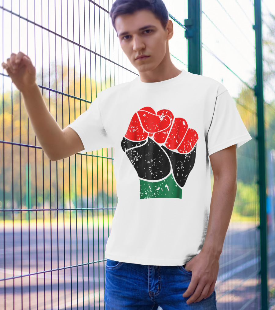 Black History Red Black And Green Pride Fist Symbol Of Empowerment T-Shirt