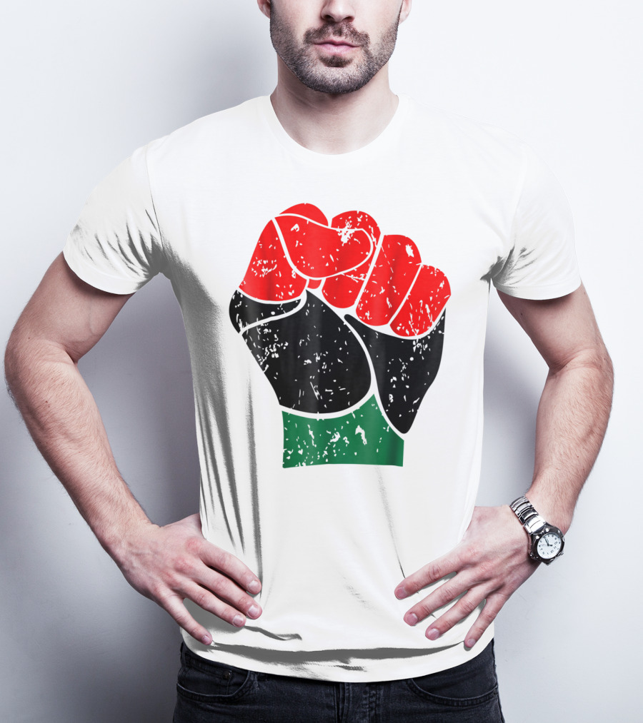 Black History Red Black And Green Pride Fist Symbol Of Empowerment T-Shirt