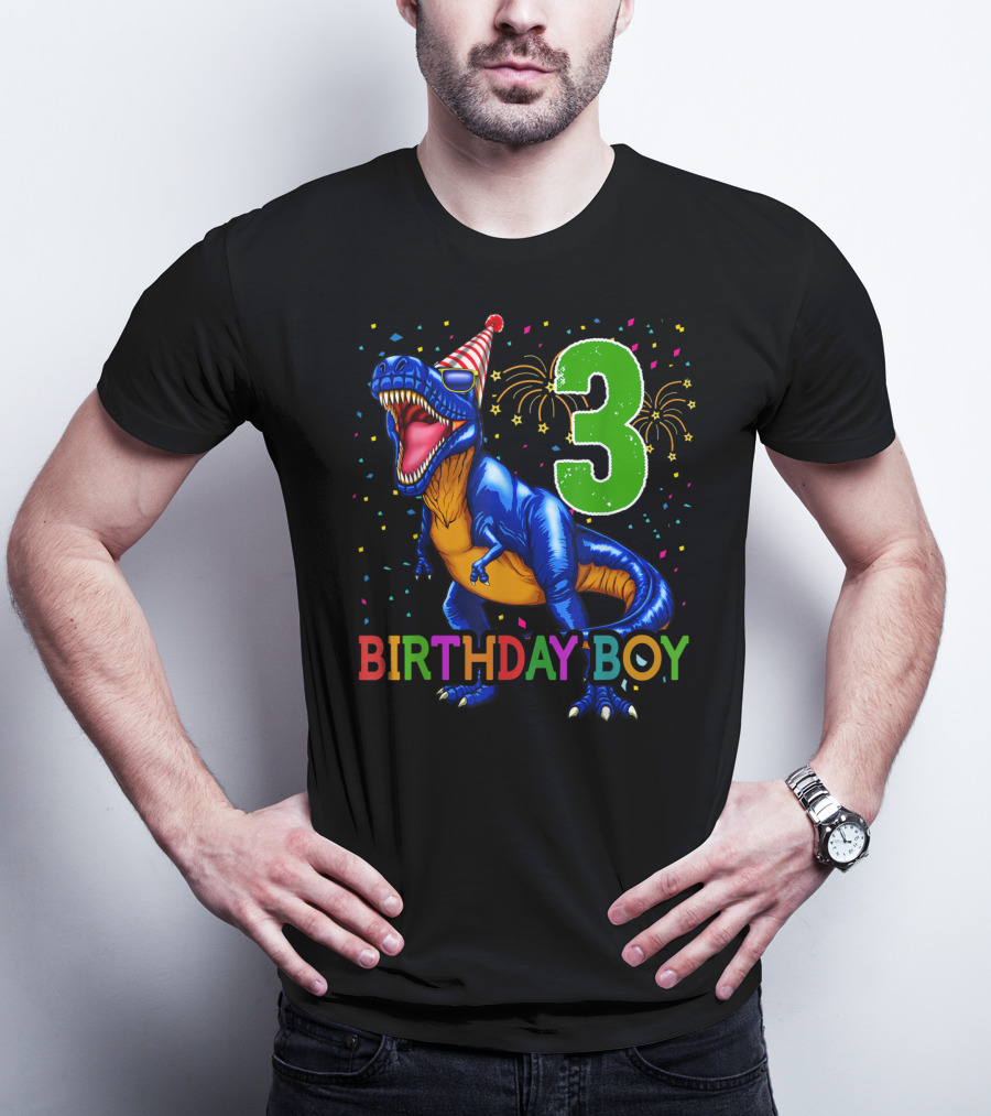 Birthday Boy Rawr I'm 3 Dinosaur Party T-Shirt