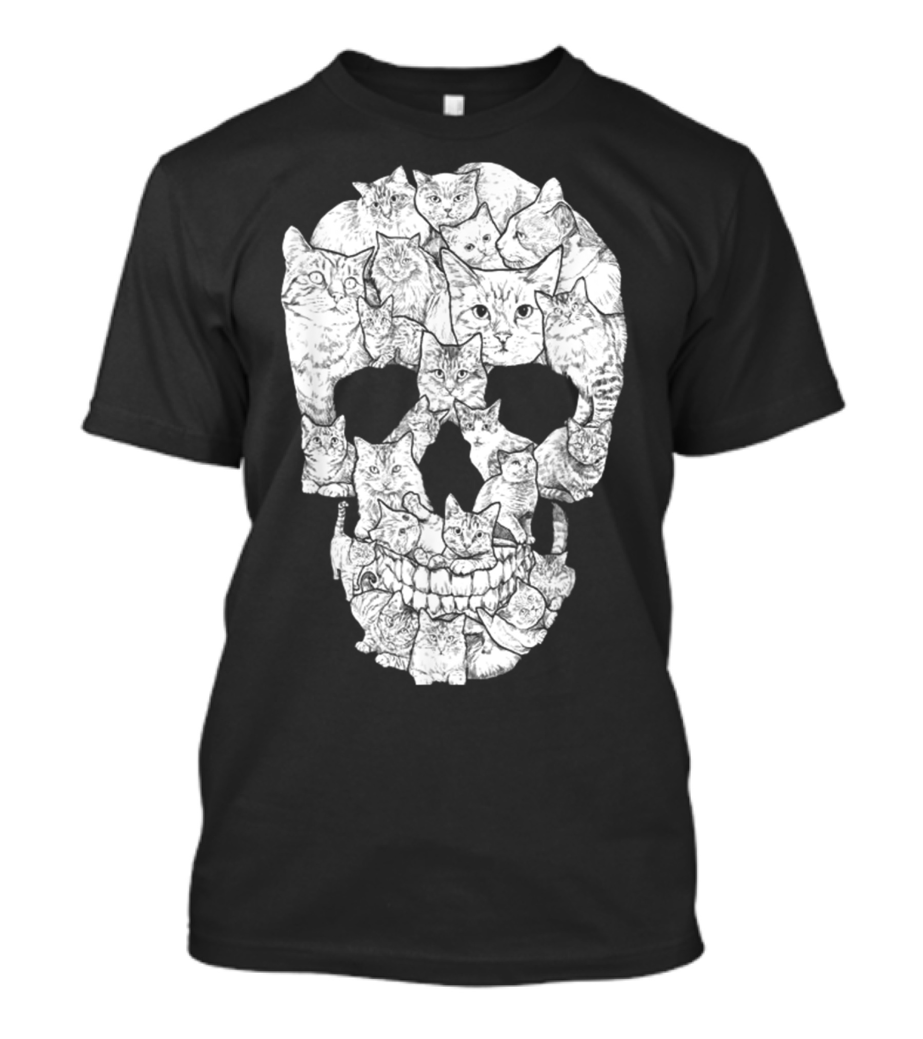 Cat Skull Cat Skull Men's Unique Feline Skull T-Shirt