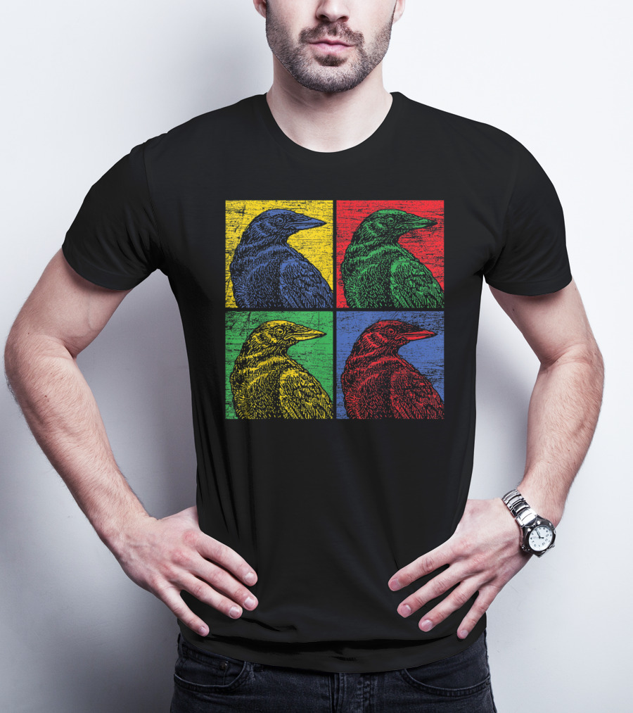 Vintage Raven Colorful Pop Art Crow Bird Lover T-Shirt