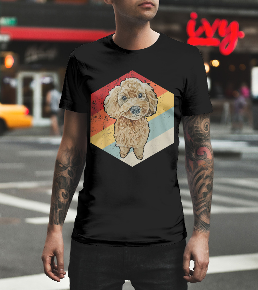 Cute Cavapoo Dog Pet Vintage Retro Stripes T-Shirt