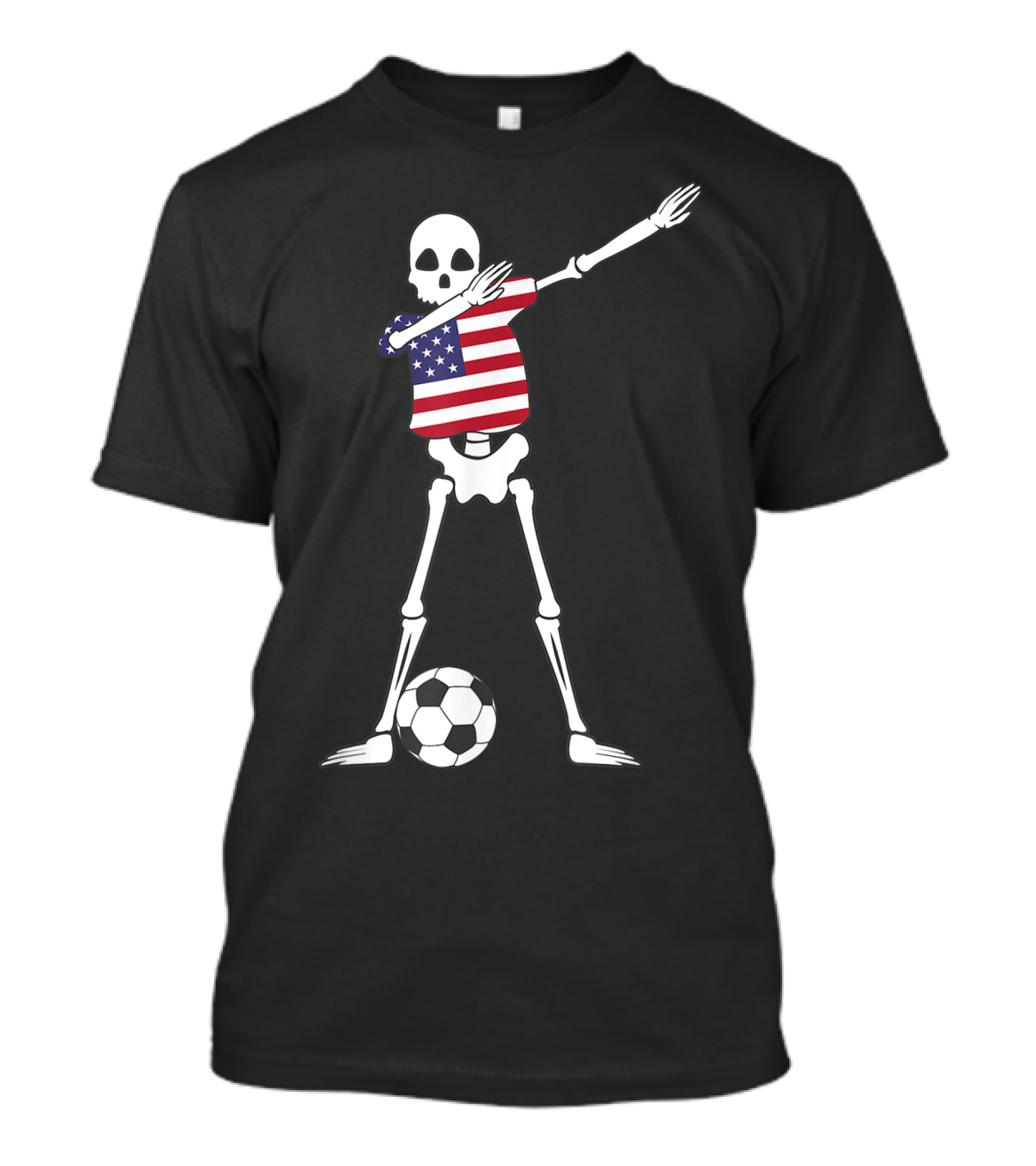 Dabbing Skeleton USA Soccer American Flag Dab Dance Football T-Shirt